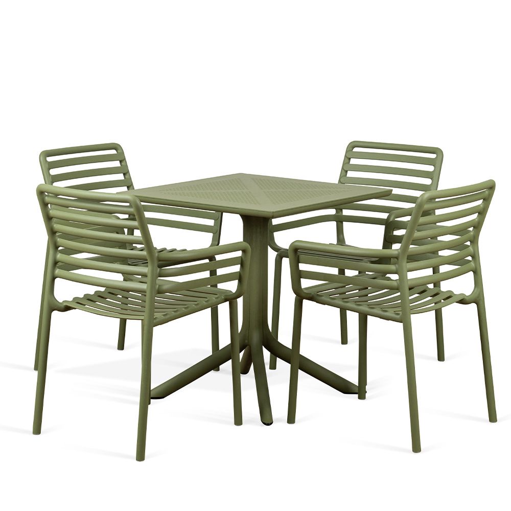 Nardi Clip Table with Doga Armchair - 5 Piece Outdoor Dining Setting ...