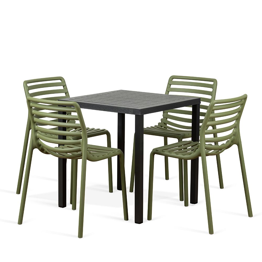 Nardi Cube Table with Doga Bistrot Chairs - 5 Piece Outdoor Dining Set | Outdoor Furniture Ideas