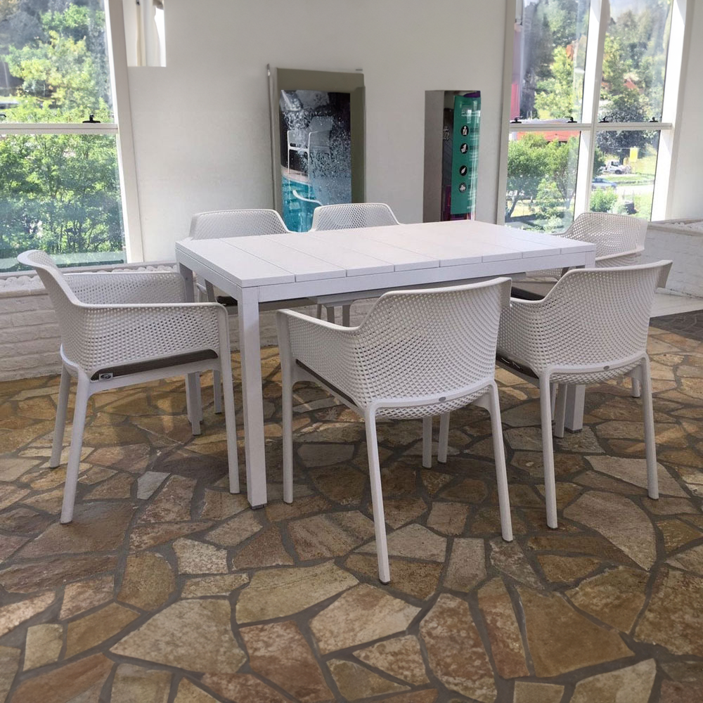 Nardi Net 7 Piece Outdoor Dining Setting with Rio 140cm Extendable ...
