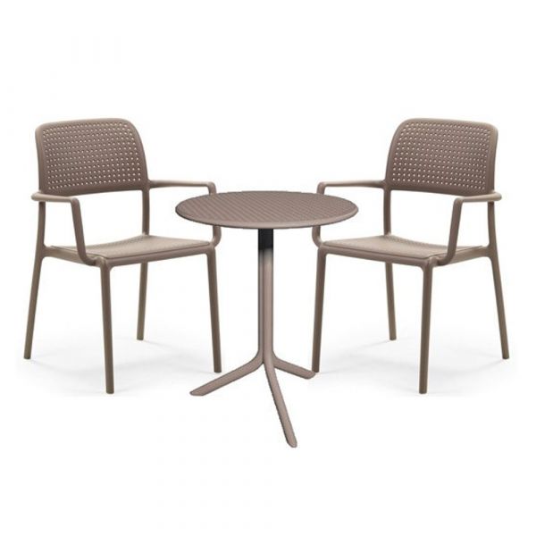 Nardi Step Table with Bora Arm Chair - 3 Piece Set